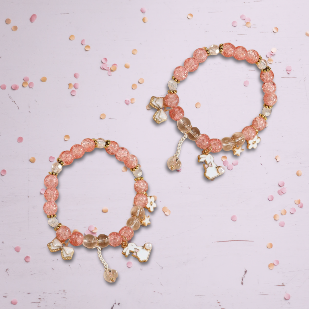 Pink Rabbit Charm | Beaded Bracelet – Sugar High Collection